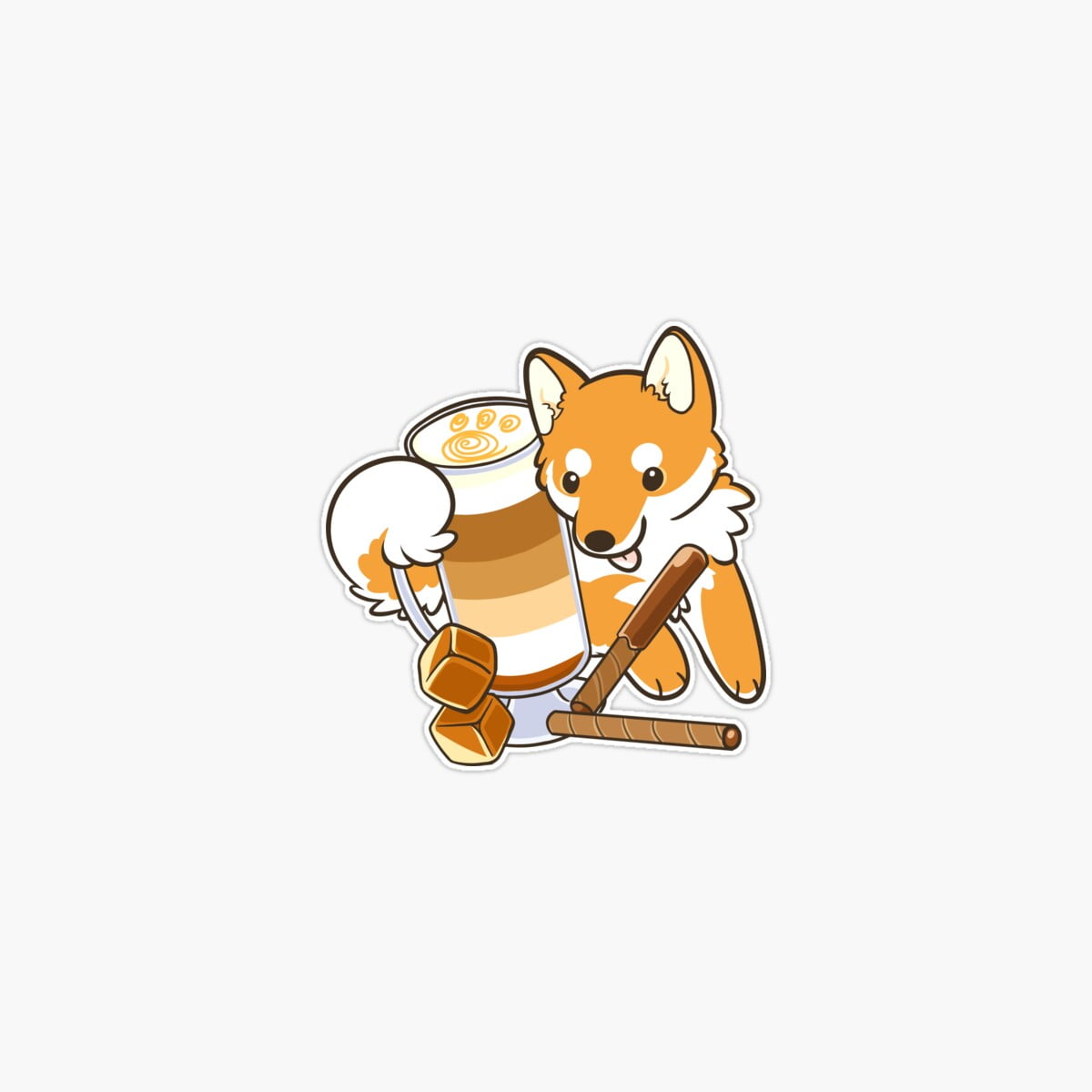 DOPASTICKER Caramel Macchiato Shiba Inu Sticker, Phone Sticker Car ...