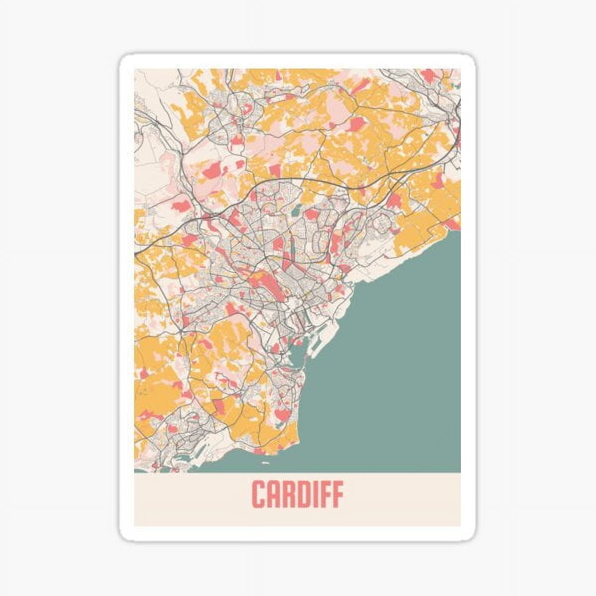 DOPASTICKER Cardiff City Map Chalk Retro City Map Poster Sticker Phone ...