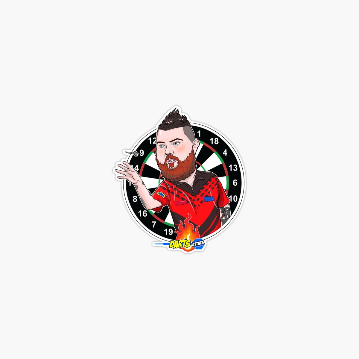 DOPASTICKER Caricatura Michael Smith By Darts Attack Sticker, Phone ...
