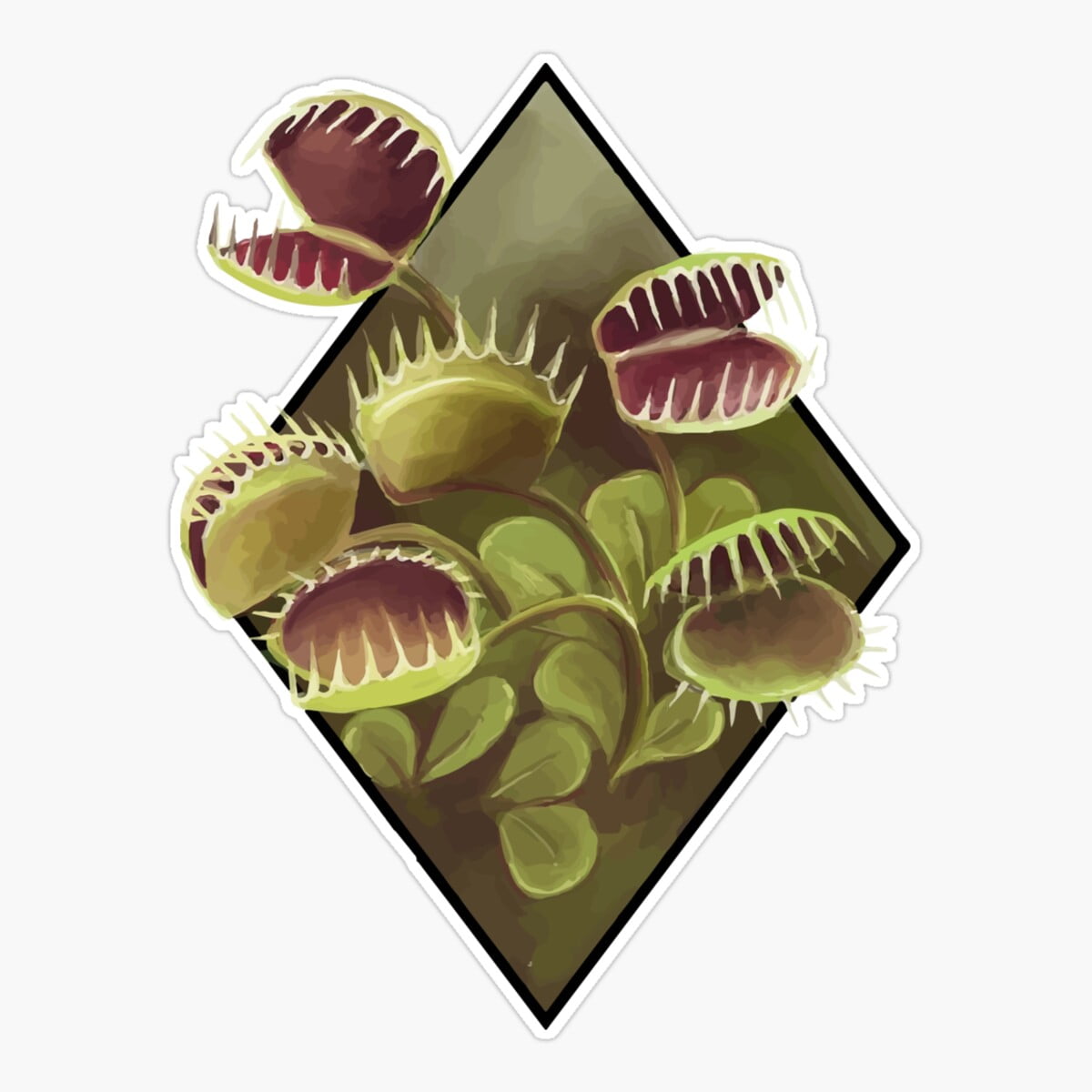 DOPASTICKER Carnivorous Plants Venus Flytrap Watercolor Botanical ...