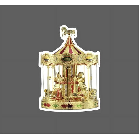DOPASTICKER Carousel Sticker Gold Horses Sticker Phone Sticker, Latop ...
