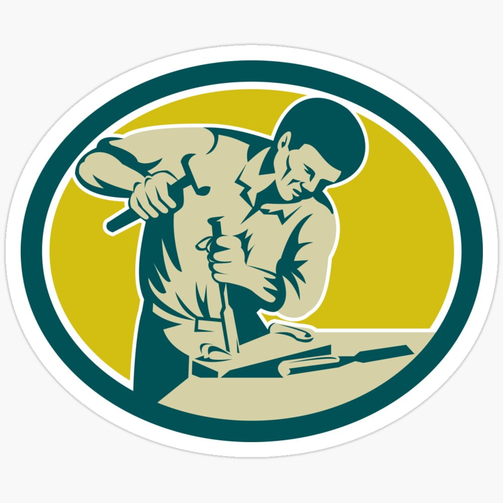 DOPASTICKER Carpenter Hammer Chisel Chiseling Retro Sticker Phone Decal ...