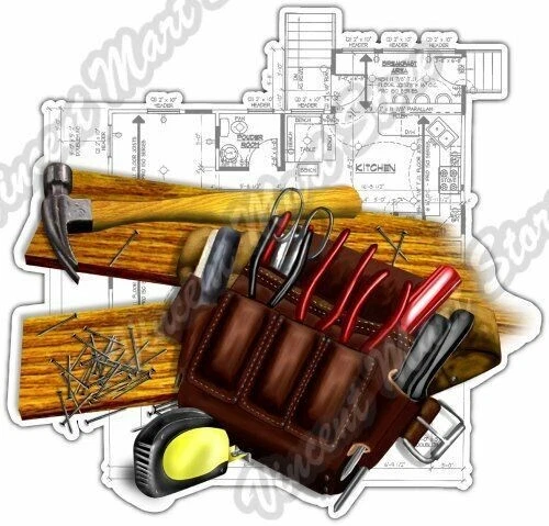 DOPASTICKER Carpenter Tools Construction Wood Hammer Car Sticker Decal ...