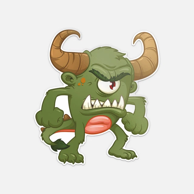 DOPASTICKER Cartoon Angry Green Monster Sticker Decal Phone Decal Water ...