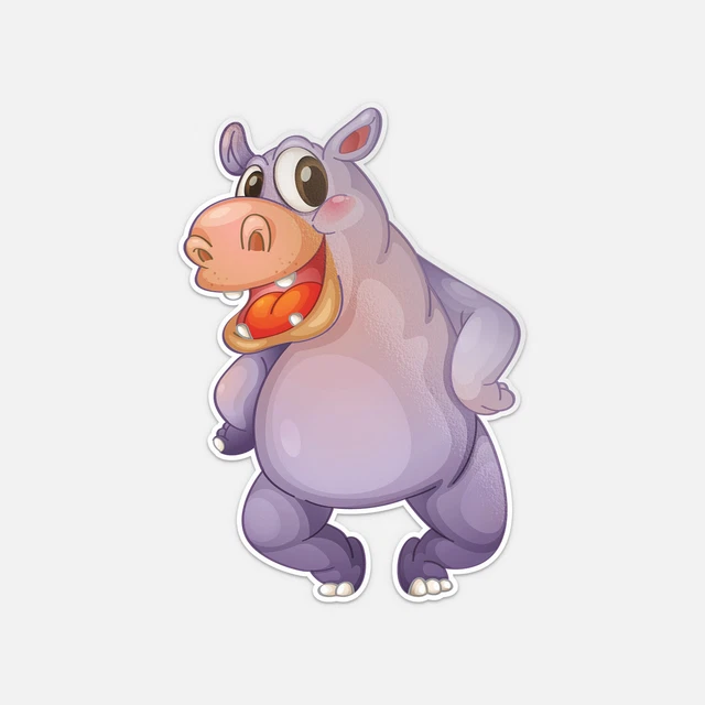DOPASTICKER Cartoon Animated Hippo Sticker Decal Phone Decal Water ...