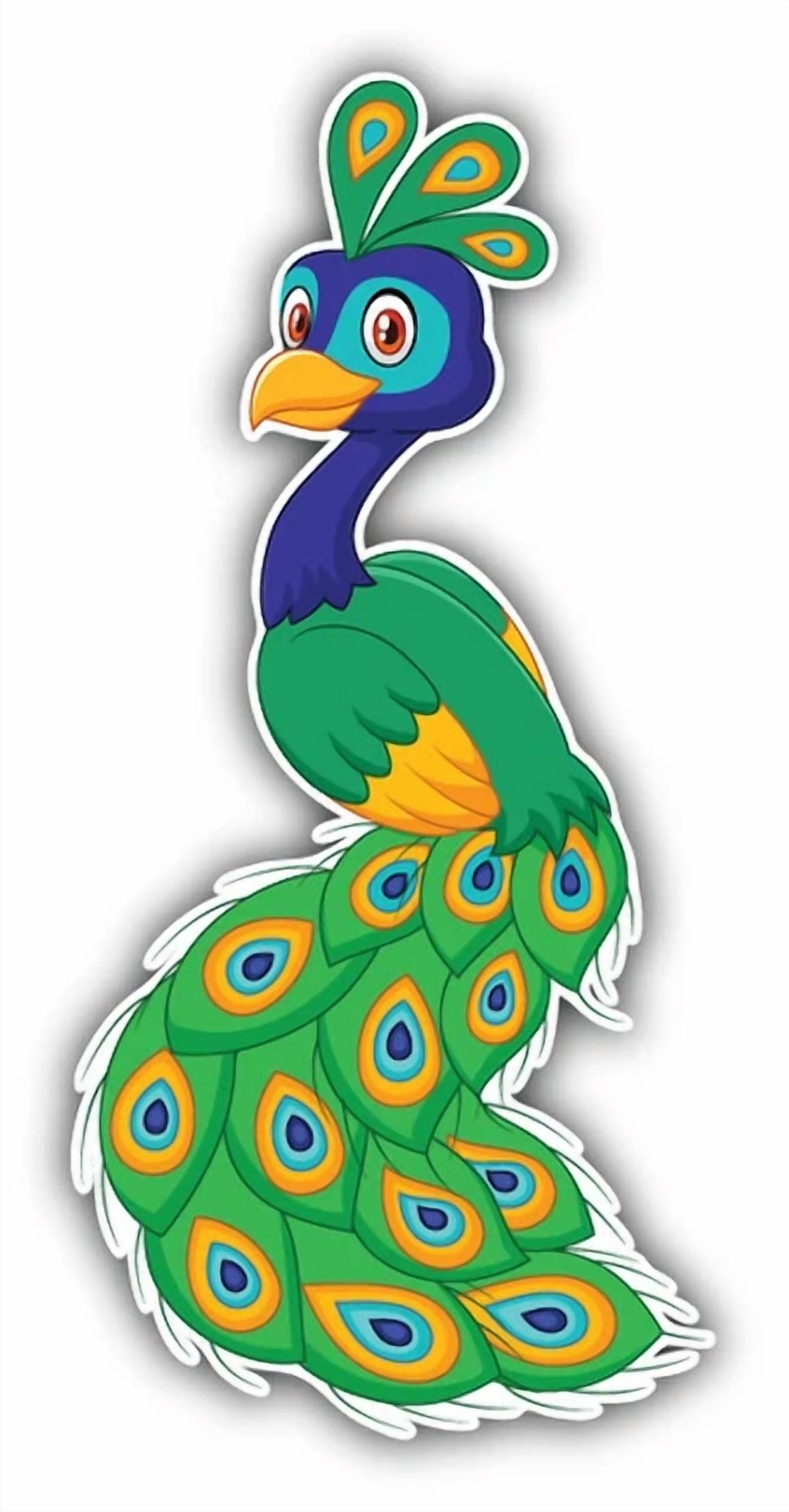 DOPASTICKER Cartoon Beauty Peacock Sticker Decal Phone Decal Water ...