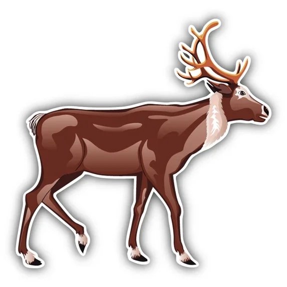 DOPASTICKER Cartoon Brown Deer Sticker Decal Phone Decal Water Bottle ...