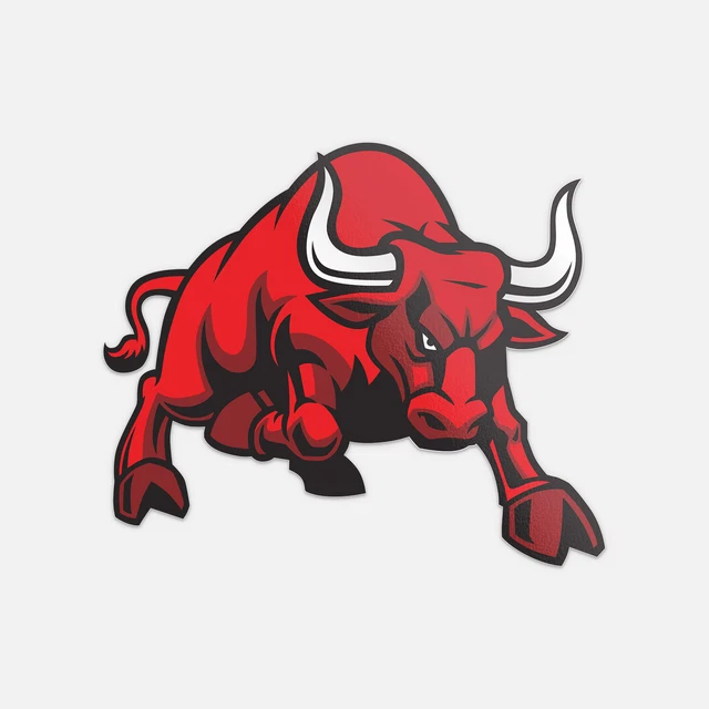 DOPASTICKER Cartoon Bull Mascot Wild Animal Sticker Decal Phone Decal ...