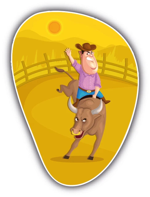 DOPASTICKER Cartoon Bull Rider Sticker Decal Phone Decal Water Bottle ...