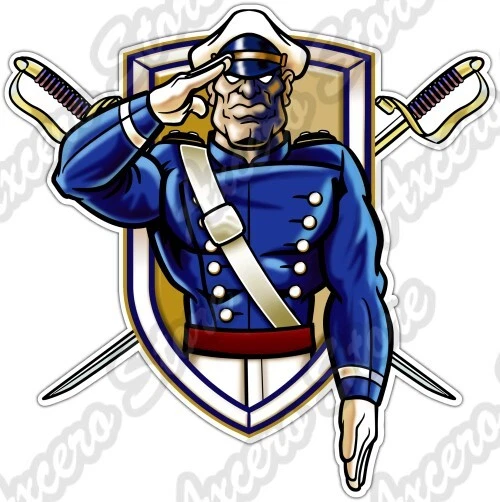 DOPASTICKER Cartoon Cadet Mascot Military Army Soldier Car Sticker ...