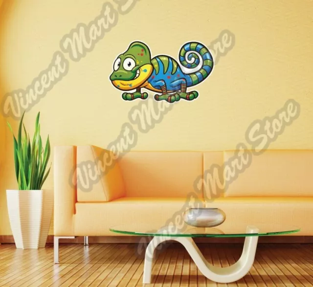 DOPASTICKER Cartoon Chameleon Lizard Smiling Wall Sticker Room Interior ...