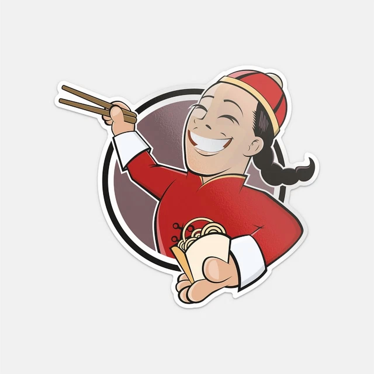 DOPASTICKER Cartoon Chinese Man Chopsticks Sticker Decal Phone Decal ...