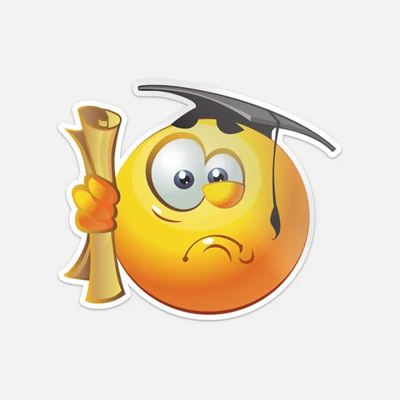 DOPASTICKER Cartoon Education Graduate Sad Smiley Sticker Decal Phone ...