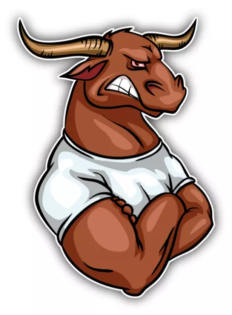 DOPASTICKER Cartoon Evil Muscular Bull Mascot Sport Sticker Decal Phone ...