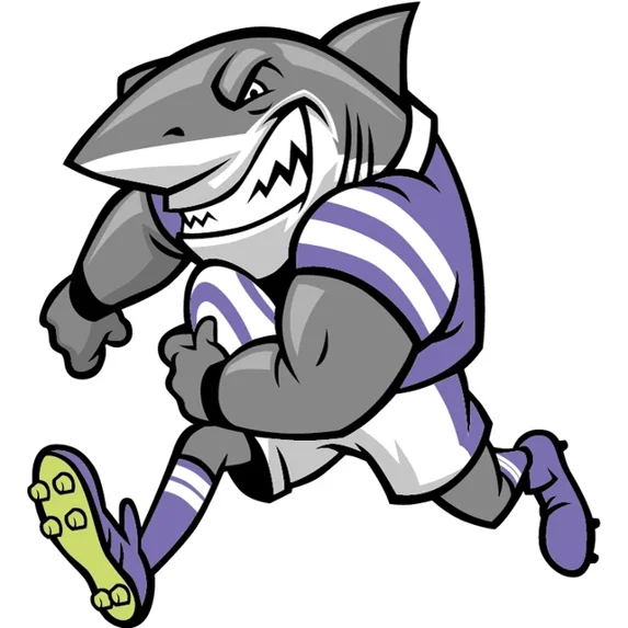 DOPASTICKER Cartoon Football Shark Mascot Sport Rugby Sticker Decal ...