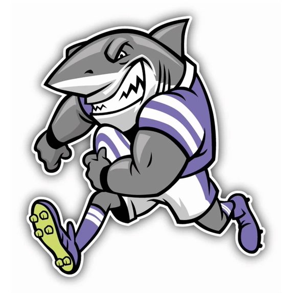 DOPASTICKER Cartoon Football Shark Mascot Sport Sticker Decal Phone ...
