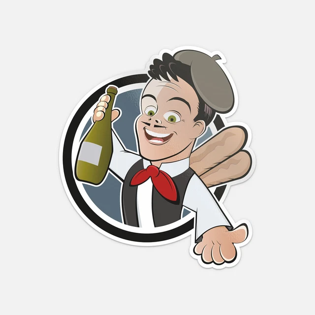DOPASTICKER Cartoon French Man Sticker Decal Phone Decal Water Bottle ...
