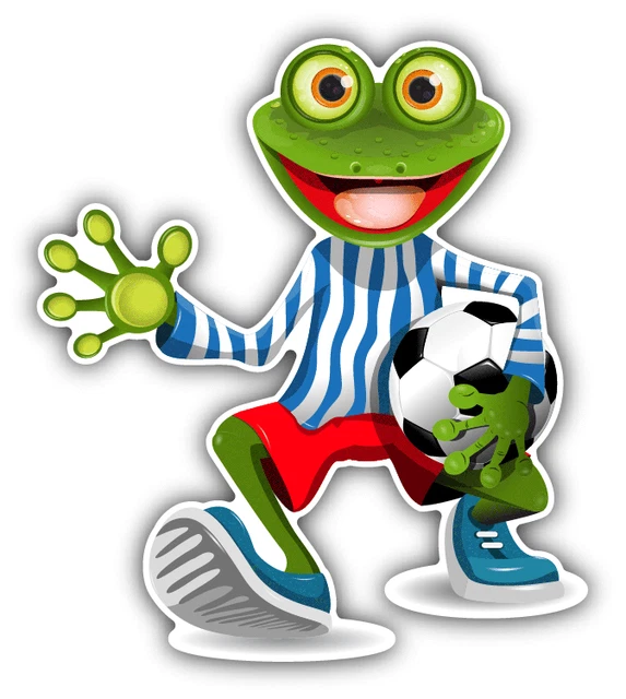 DOPASTICKER Cartoon Frog Football Player Sticker Decal Phone Decal ...