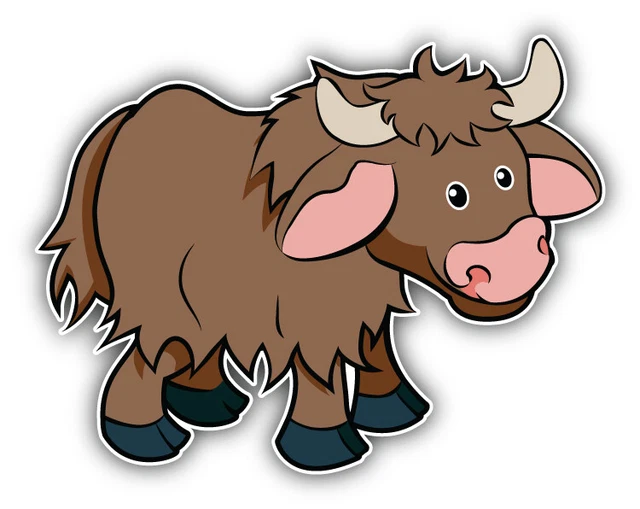 DOPASTICKER Cartoon Hairy Yak Sticker Decal Phone Decal Water Bottle ...