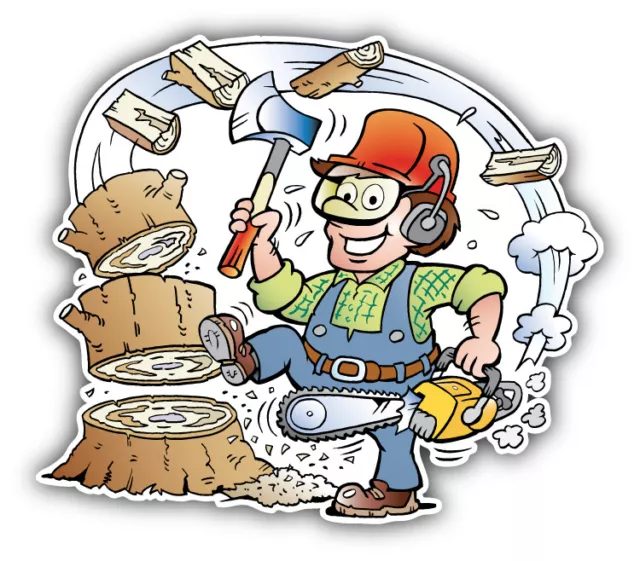 DOPASTICKER Cartoon Happy Working Lumberjack Car Sticker Phone Decal ...