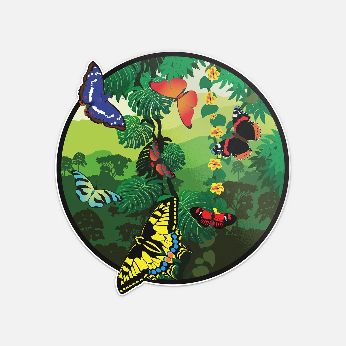DOPASTICKER Jungle Label With Butterflies Sticker Decal Waterproof ...