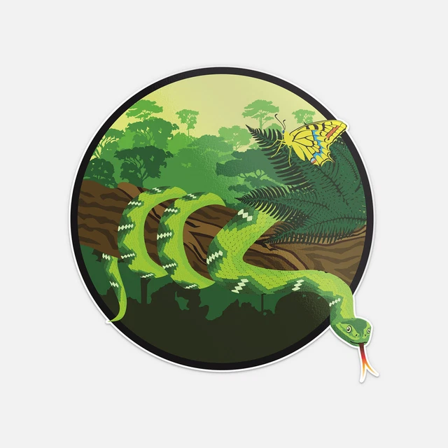 DOPASTICKER Cartoon Jungle Label With Snake Sticker Decal Phone Decal ...