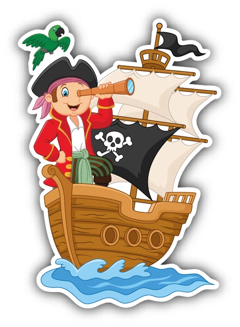 DOPASTICKER Cartoon Little Pirate Ship Sticker Decal Phone Decal Water ...