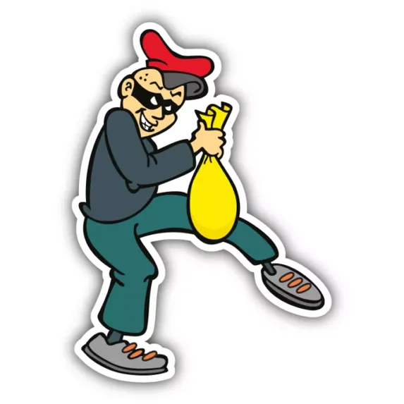 DOPASTICKER Cartoon Masked Thief Stealing Car Sticker Phone Decal Water ...