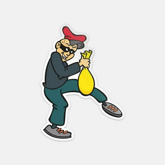 DOPASTICKER Cartoon Masked Thief Stealing Sticker Phone Water Bottle ...