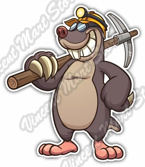 DOPASTICKER Cartoon Mole Smiling Miner Gift Idea Car Sticker Decal ...