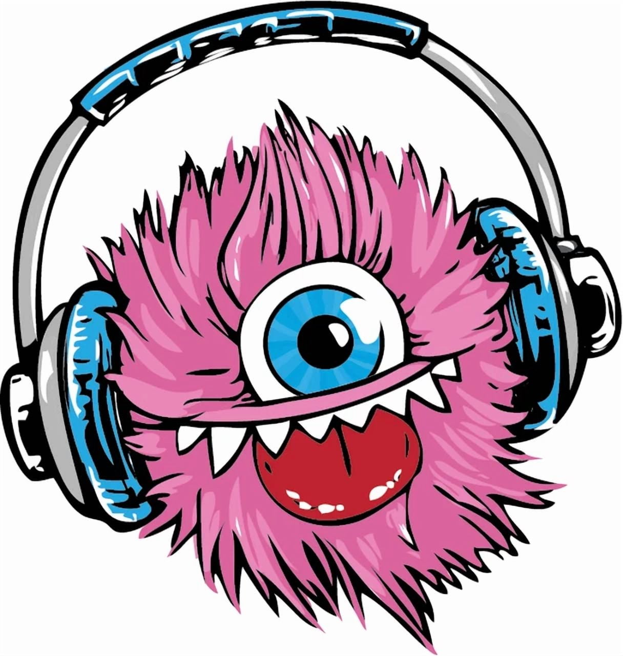DOPASTICKER Cartoon Monster In Headphones Sticker Decal Phone Decal ...