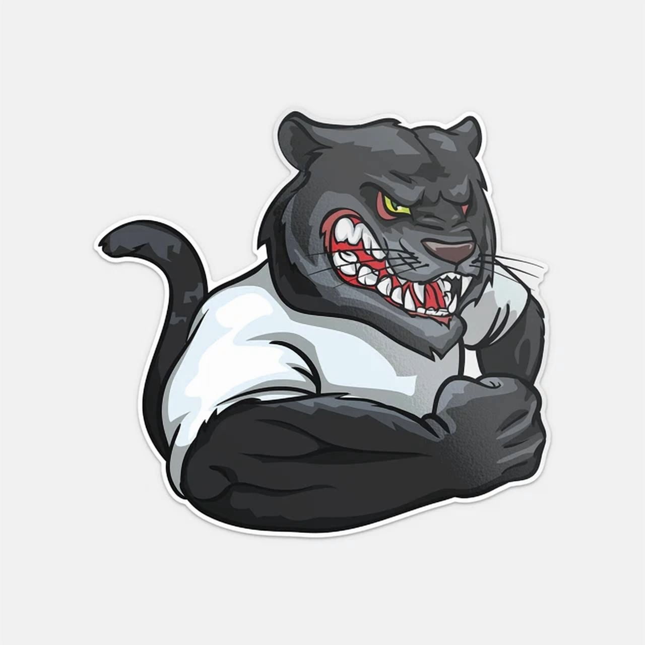 DOPASTICKER Cartoon Muscular Panther Mascot Sport Sticker Decal Phone ...