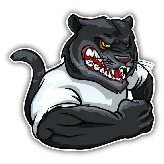 DOPASTICKER Cartoon Muscular Panther Mascot Sport Sticker Phone Water ...