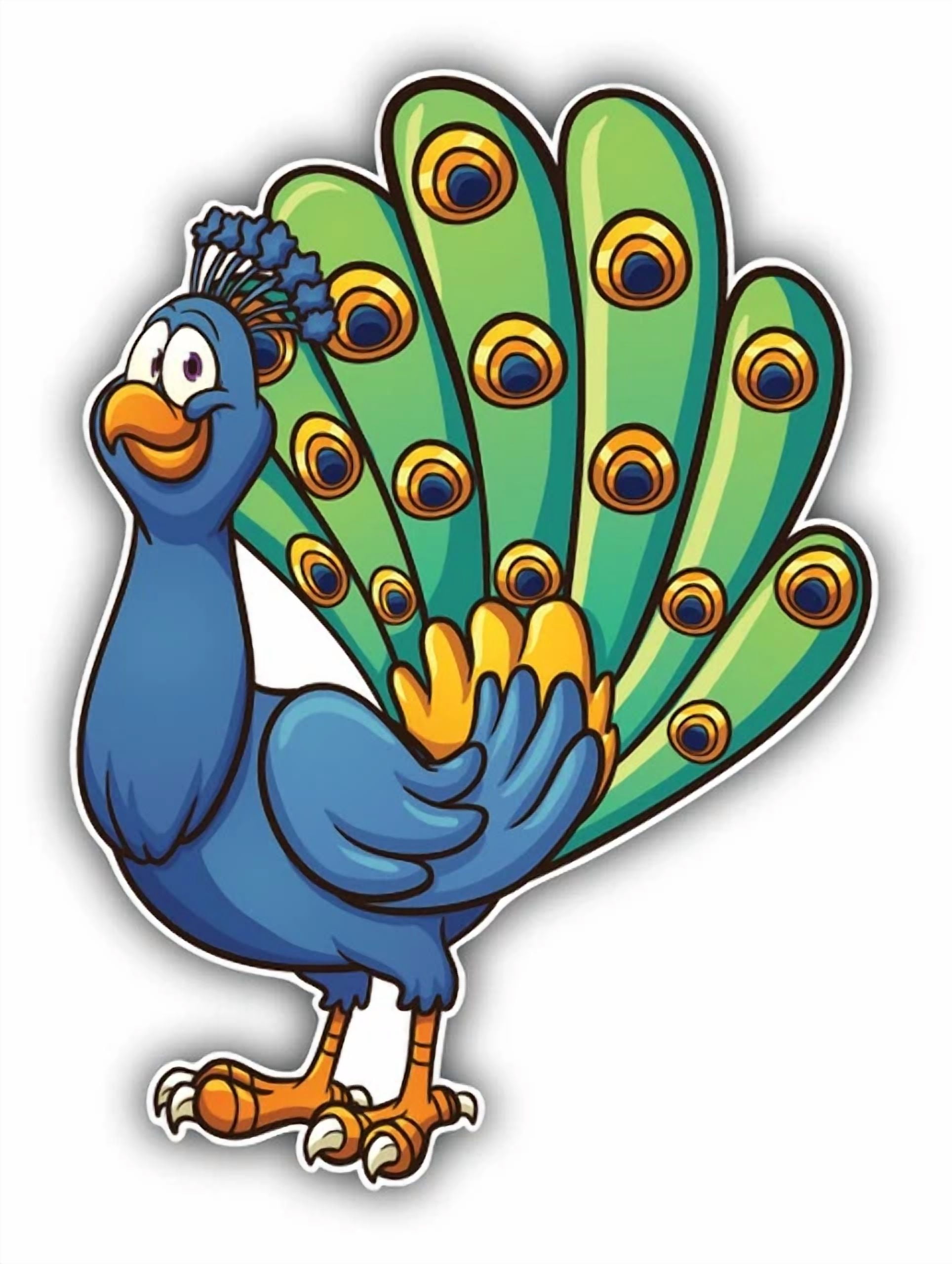DOPASTICKER Cartoon Peacock Sticker Decal Phone Decal Water Bottle ...