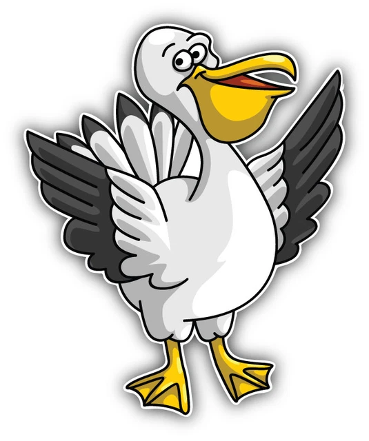 DOPASTICKER Cartoon Pelican Sticker Decal Phone Decal Water Bottle ...