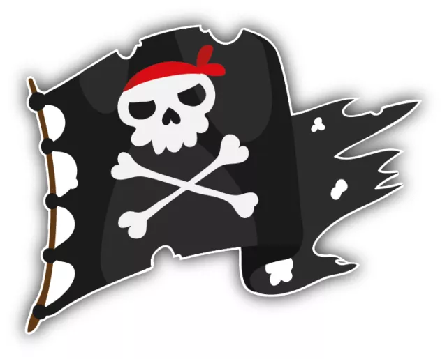 DOPASTICKER Cartoon Pirate Flag Sticker Decal Phone Decal Water Bottle ...