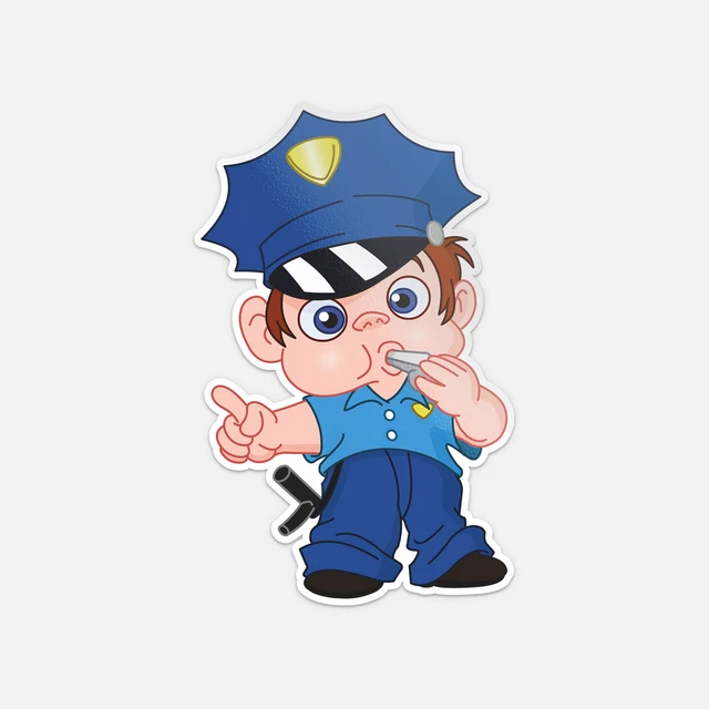 DOPASTICKER Cartoon Policeman Whistle Sticker Decal Phone Decal Water ...