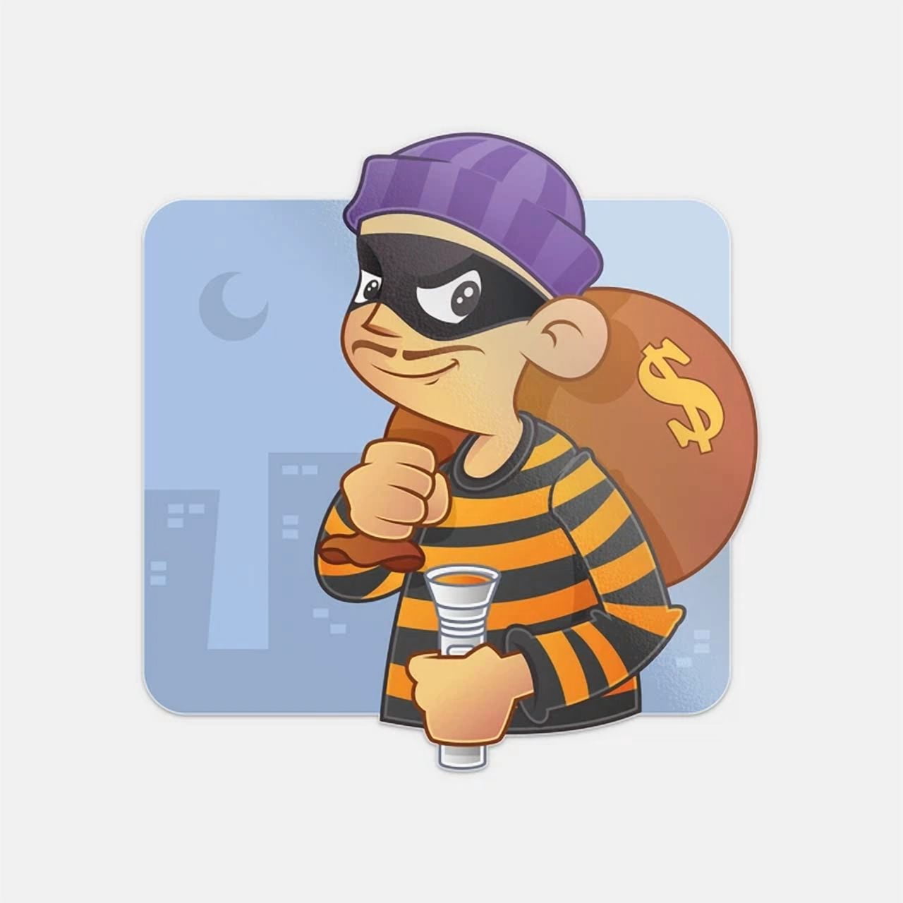 DOPASTICKER Cartoon Prisoner Thief Money Bag Sticker Decal Phone Decal ...