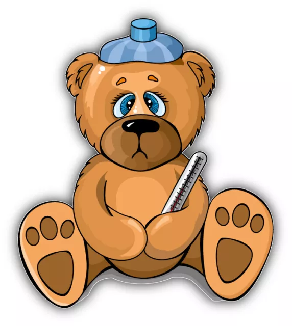 DOPASTICKER Cartoon Sick Teddy Bear Sticker Decal Phone Decal Water ...