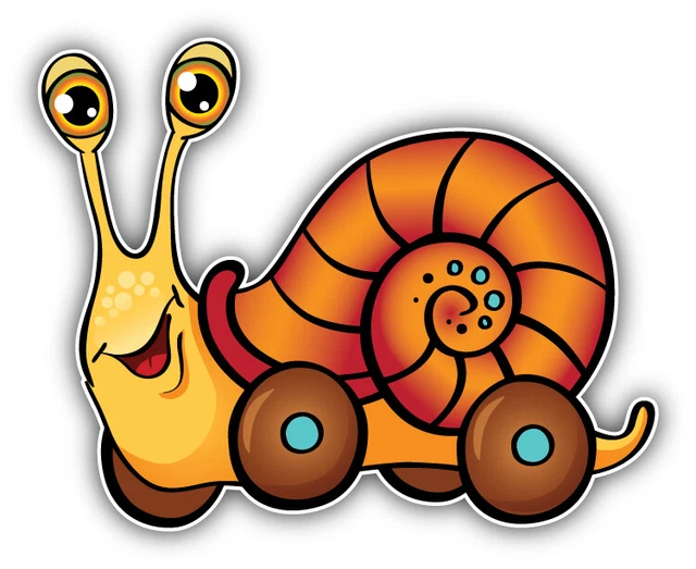 DOPASTICKER Cartoon Snail On Wheels Animal Sticker Decal Phone Decal ...