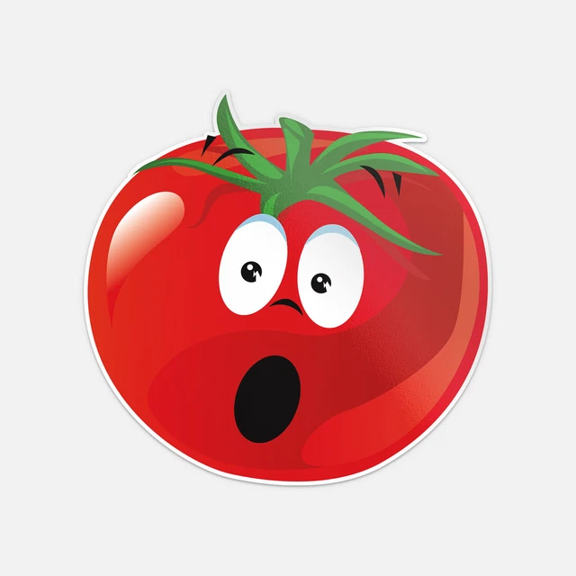 DOPASTICKER Cartoon Tomato Smiley Stunned Sticker Decal Phone Decal ...
