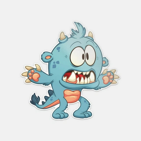 DOPASTICKER Cartoon Turquoise Monster Sticker Decal Phone Decal Water ...