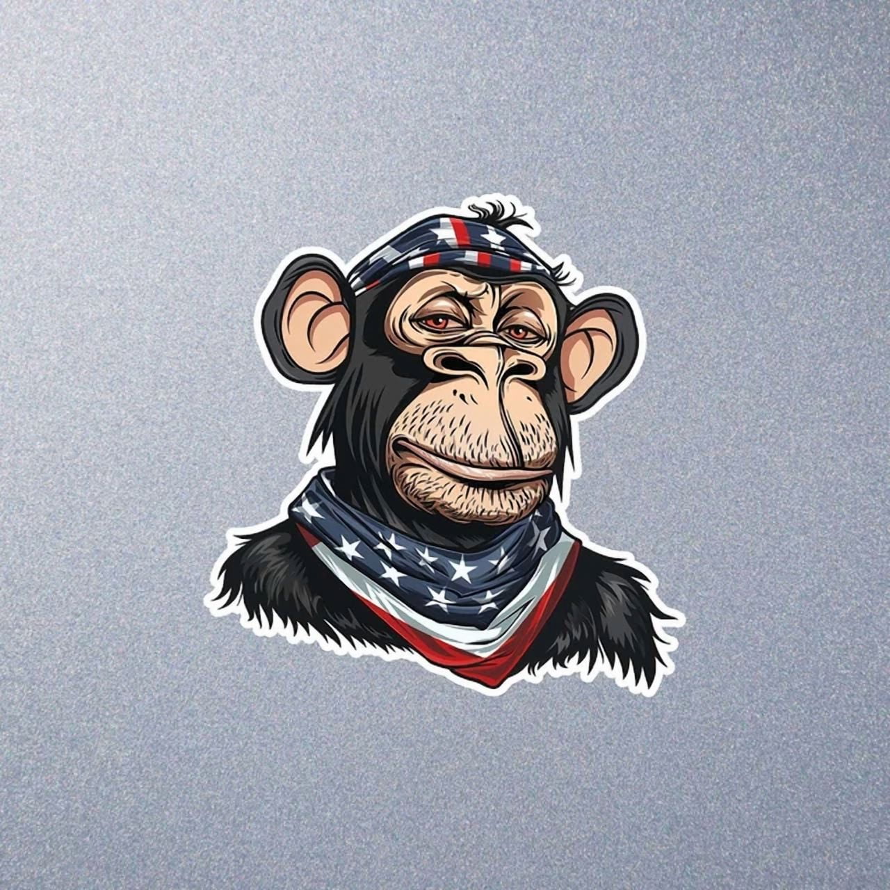 DOPASTICKER Cartoon Usa Chimp Car Sticker, Water Bottle, Laptop Phone ...