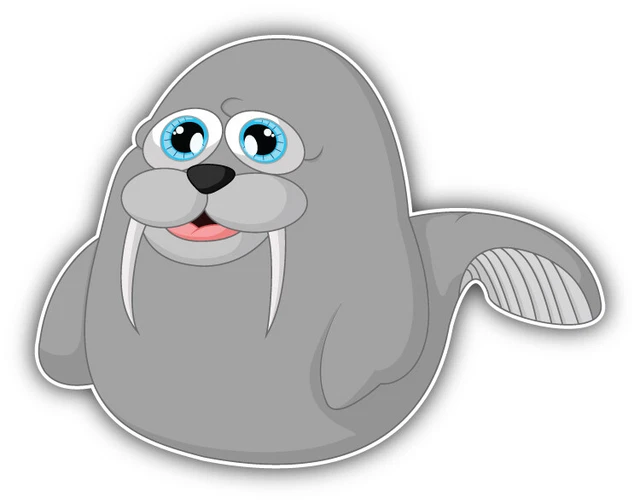 DOPASTICKER Cartoon Walrus Cute Animal Sticker Decal Phone Decal Water ...