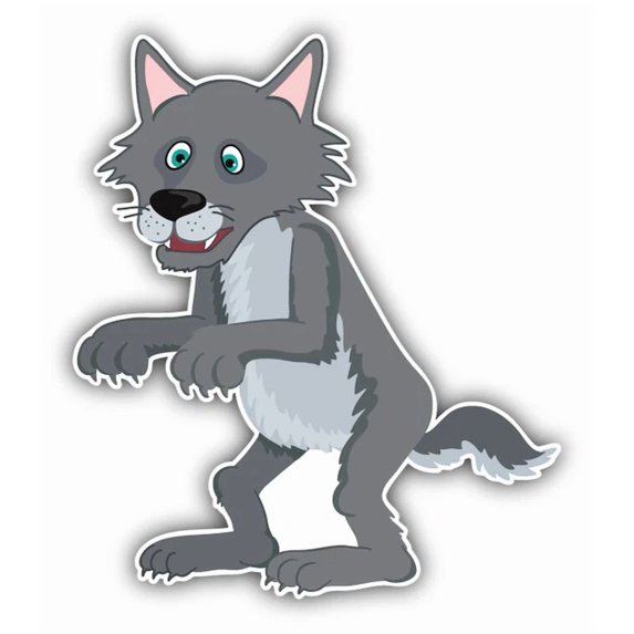DOPASTICKER Cartoon Wolf Sticker Decal Phone Decal Water Bottle ...