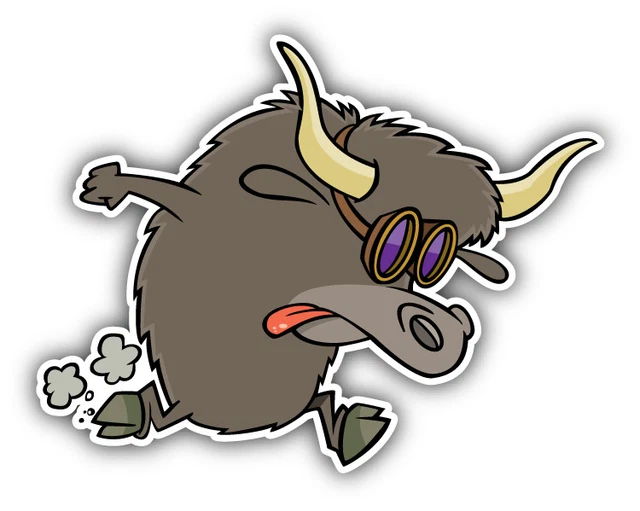 DOPASTICKER Cartoon Yak Running Sticker Decal Phone Decal Water Bottle ...