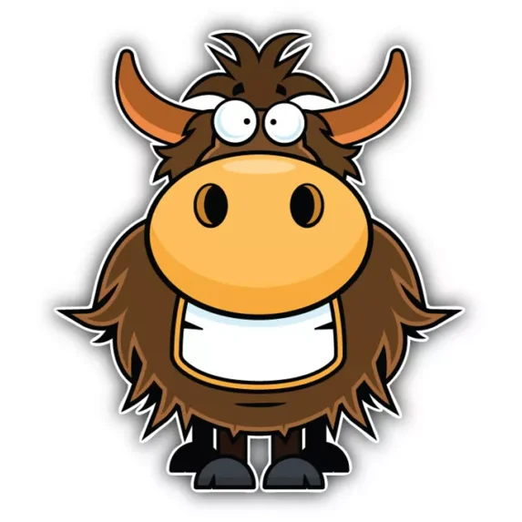 DOPASTICKER Cartoon Yak Sticker Decal Phone Decal Water Bottle Stickers ...