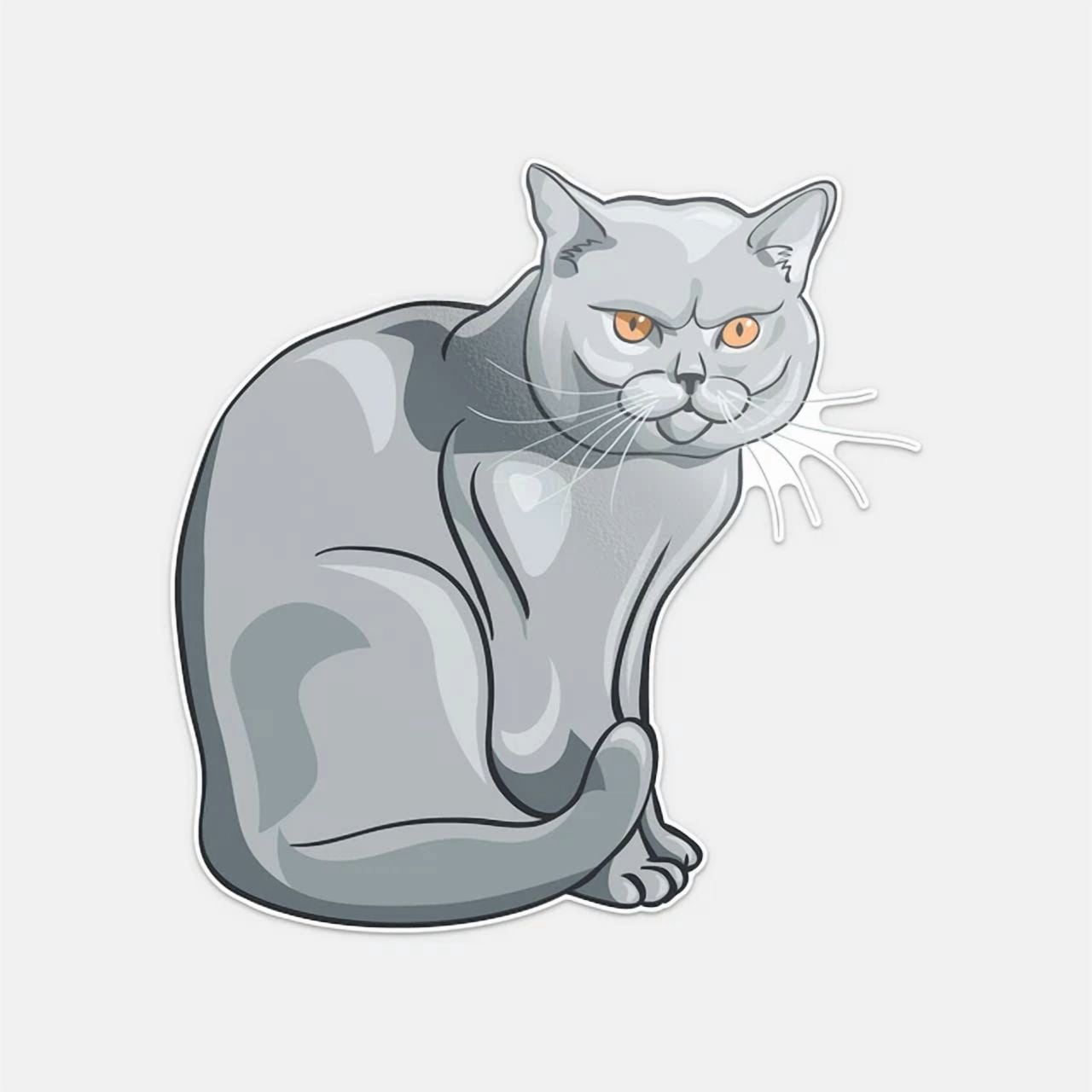 DOPASTICKER Cat Angry Cartoon Sticker Decal Phone Decal Water Bottle ...