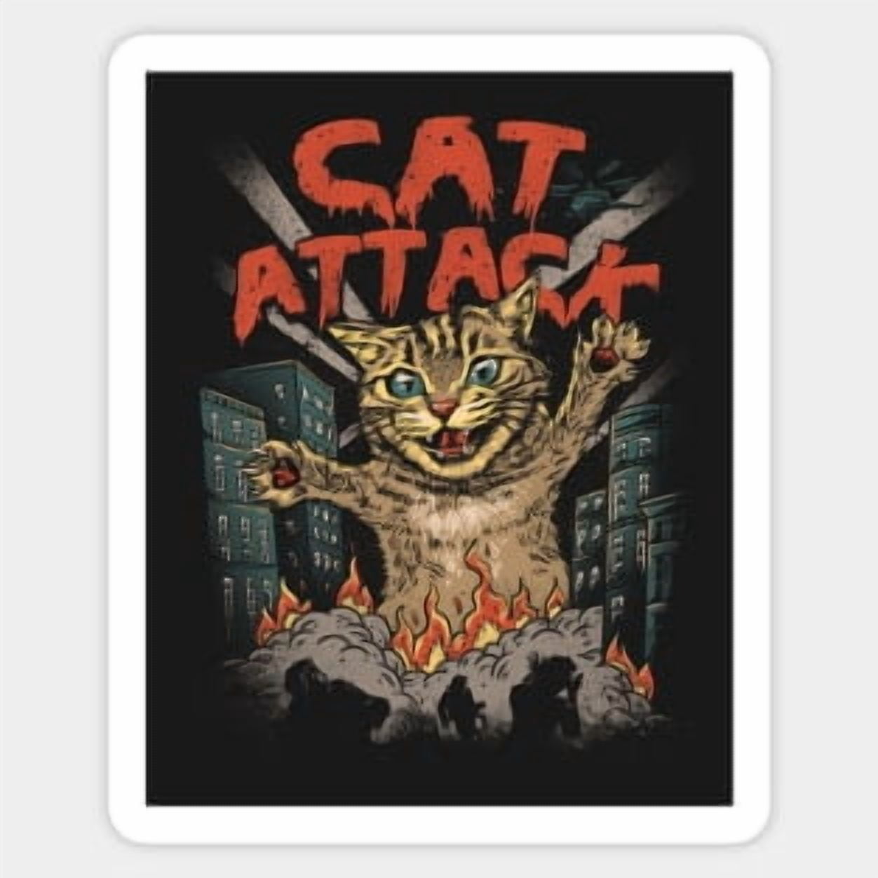 DOPASTICKER Cat Attack Decorative Laptop, Phone Stickers, Waterproof ...