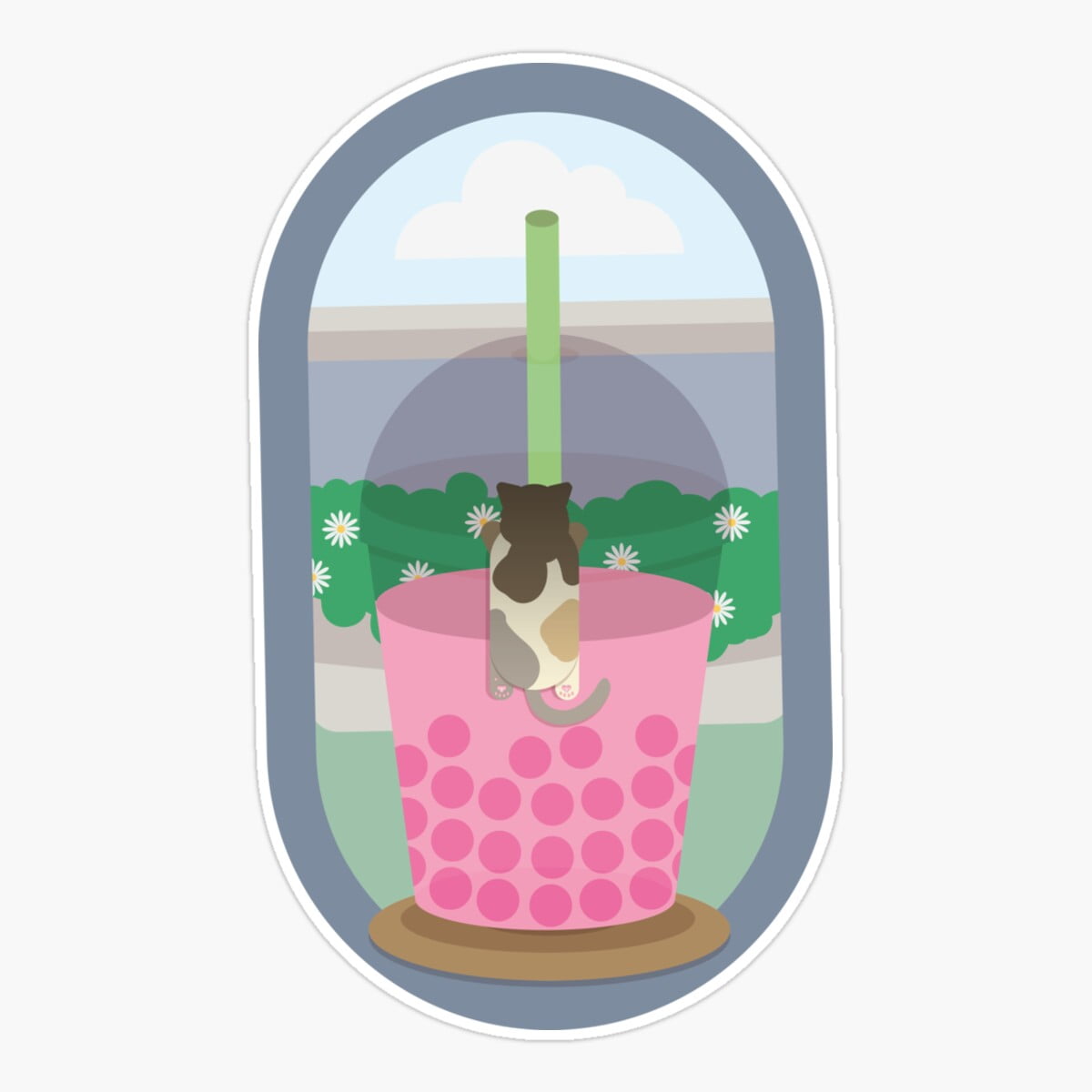 DOPASTICKER Cat & Beverages, Bubble Tea Sticker, Phone Sticker Car ...